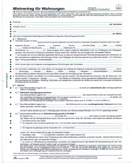 Mietvertrag für Wohnungen - ARRES Pforzheim